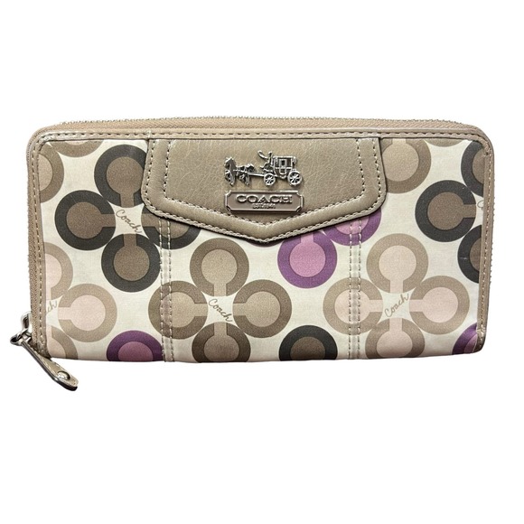 Coach | Bags | Coach Madison Clover Signature Satin Accordion Zip Full ...